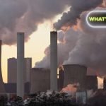 Coal power plant emitting smoke with “What’s Next, Really?” text highlighting climate impact and future energy questions.